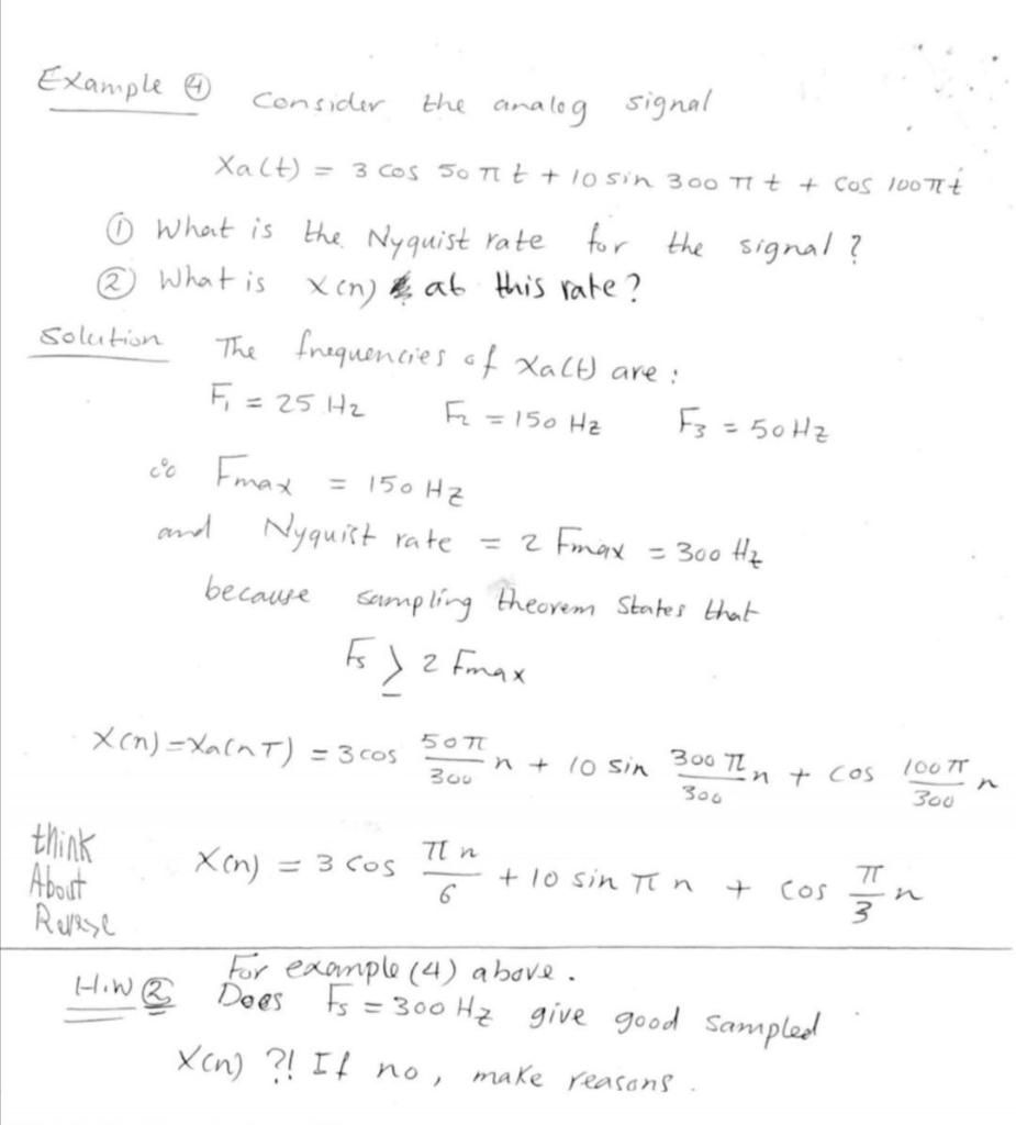 Solved Consider the analog signal Example Xalt) = 3 cos 50 l | Chegg.com