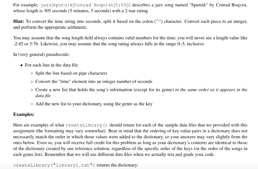 Solved Assignment: Creating Custom Musical Playlists (Part | Chegg.com