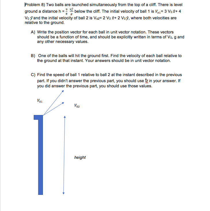 Solved Problem 8) Two balls are launched simultaneously from | Chegg.com