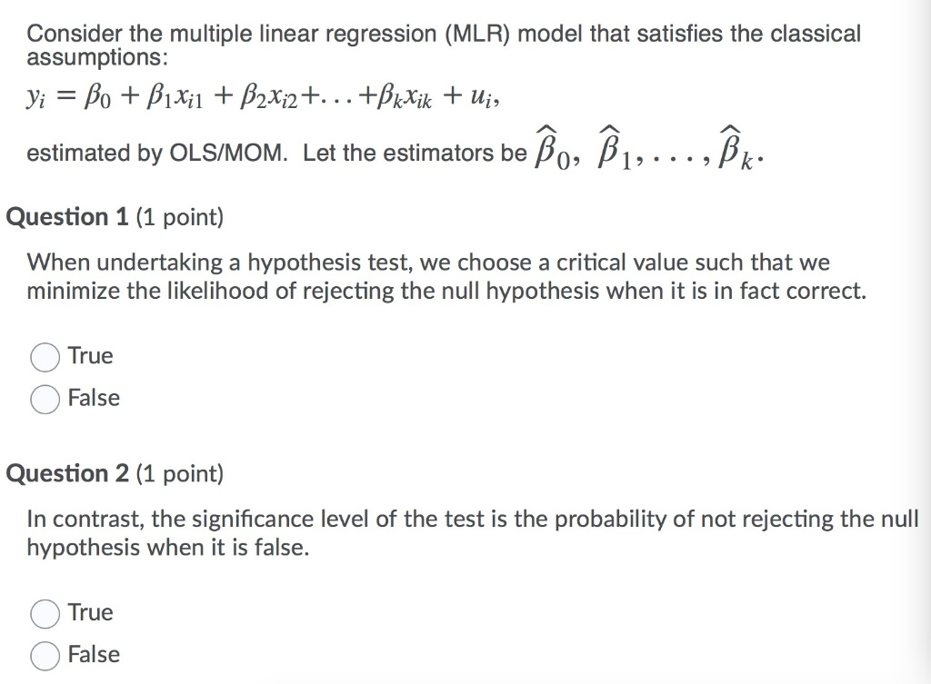 Solved Consider the multiple linear regression (MLR) model | Chegg.com