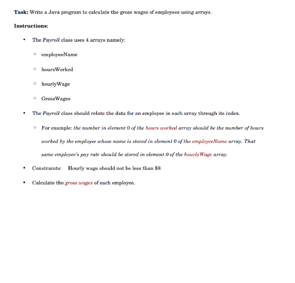 Task Write A Java Program To Calculate The Gross 9627