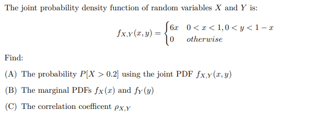 Solved The joint probability density function of random | Chegg.com