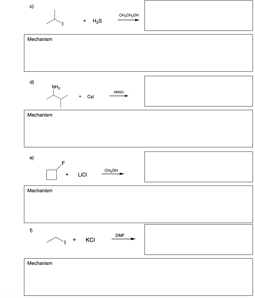 Solved c)Mechanisme)Mechanismf) | Chegg.com