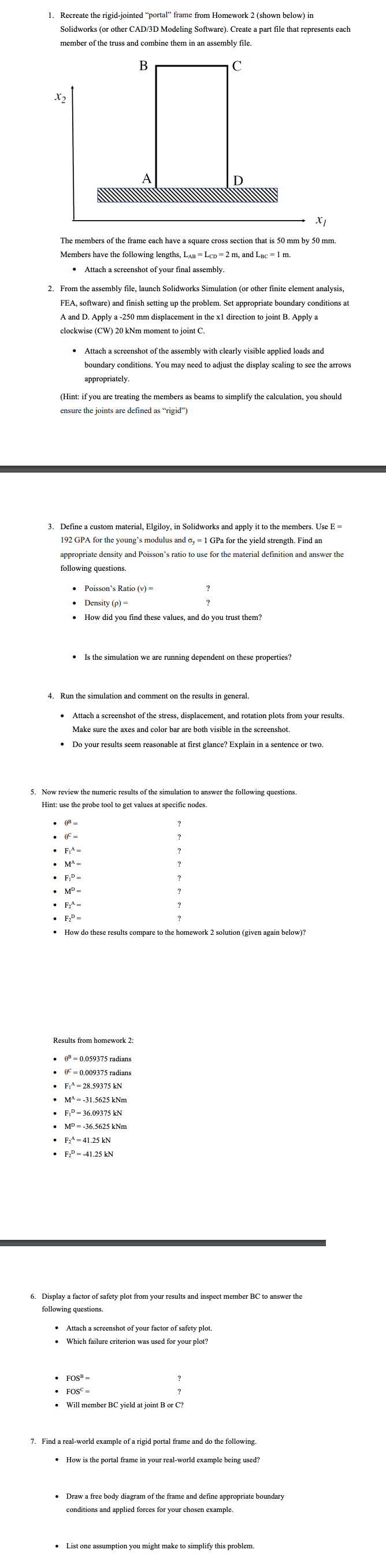 Solved 1. ﻿Recreate the rigid-jointed “portal” ﻿frame from | Chegg.com