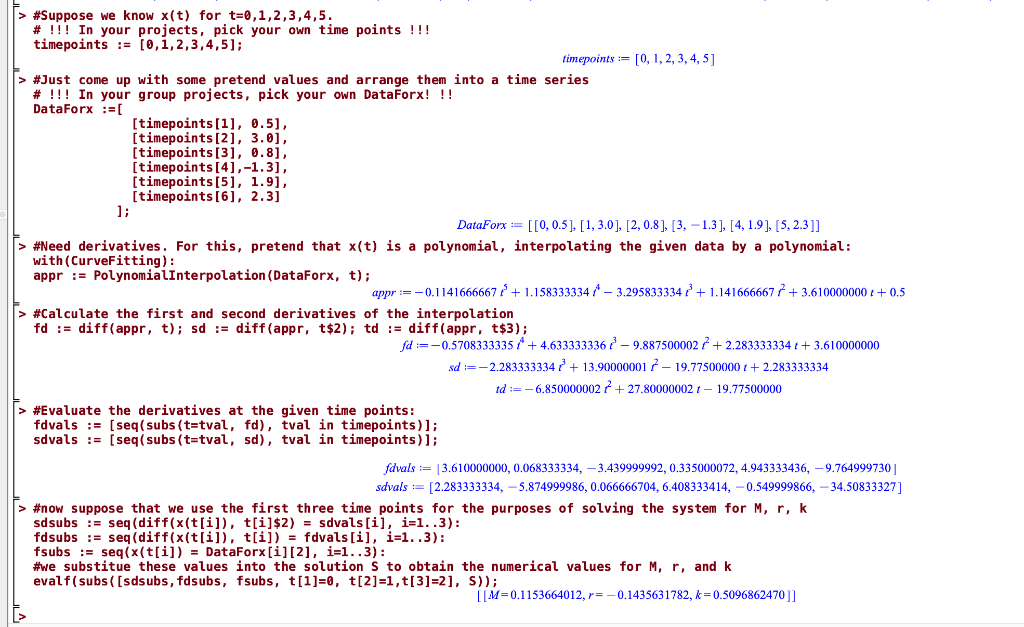 Solved Based on the code from the Maple worksheet, create | Chegg.com