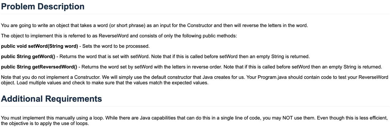 Solved Problem Description You are going to write an object | Chegg.com