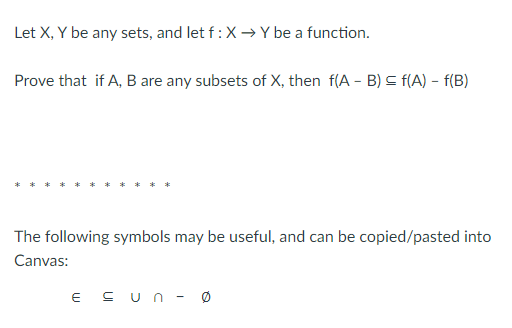 Solved Let x,Y ﻿be any sets, and let f:x→Y ﻿be a | Chegg.com