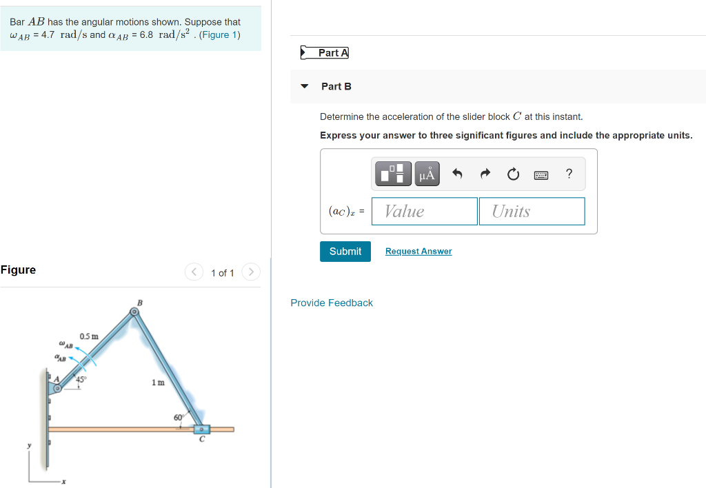 Solved Bar AB has the angular motions shown. Suppose that | Chegg.com