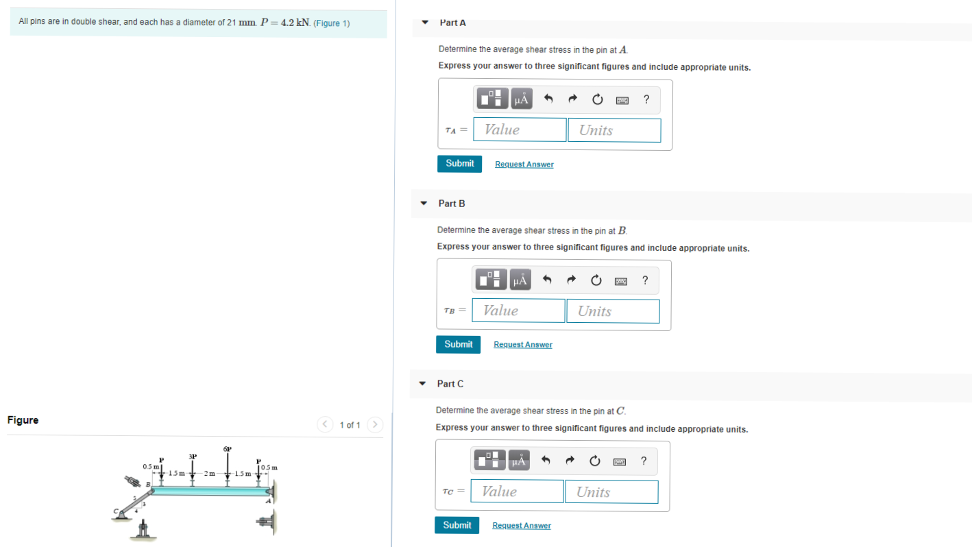 Solved All pins are in double shear, and each has a diameter | Chegg.com