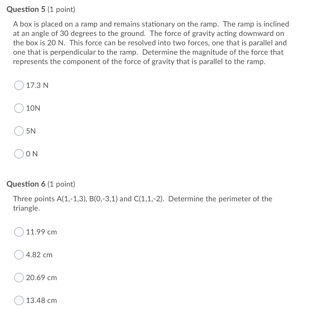 Solved Question 5 (1 point) A box is placed on a ramp and | Chegg.com