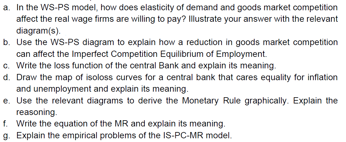a. In the WS-PS model, how does elasticity of demand | Chegg.com