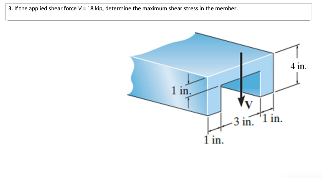 Solved 3. If the applied shear force V=18kip, determine the | Chegg.com