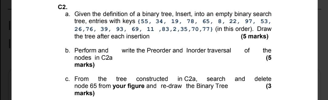 Solved C2. a. Given the definition of a binary tree, Insert, | Chegg.com