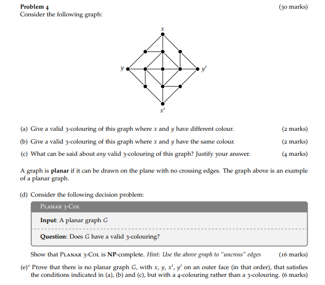 Solved Problem 4 Consider the following graph: (30 marks) | Chegg.com