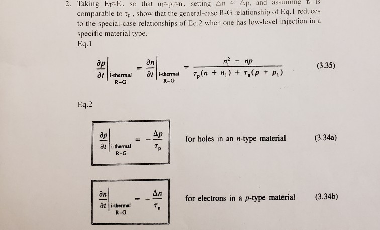 Solved 2. Taking Er-E, so that nipi, setting An Ap, and | Chegg.com