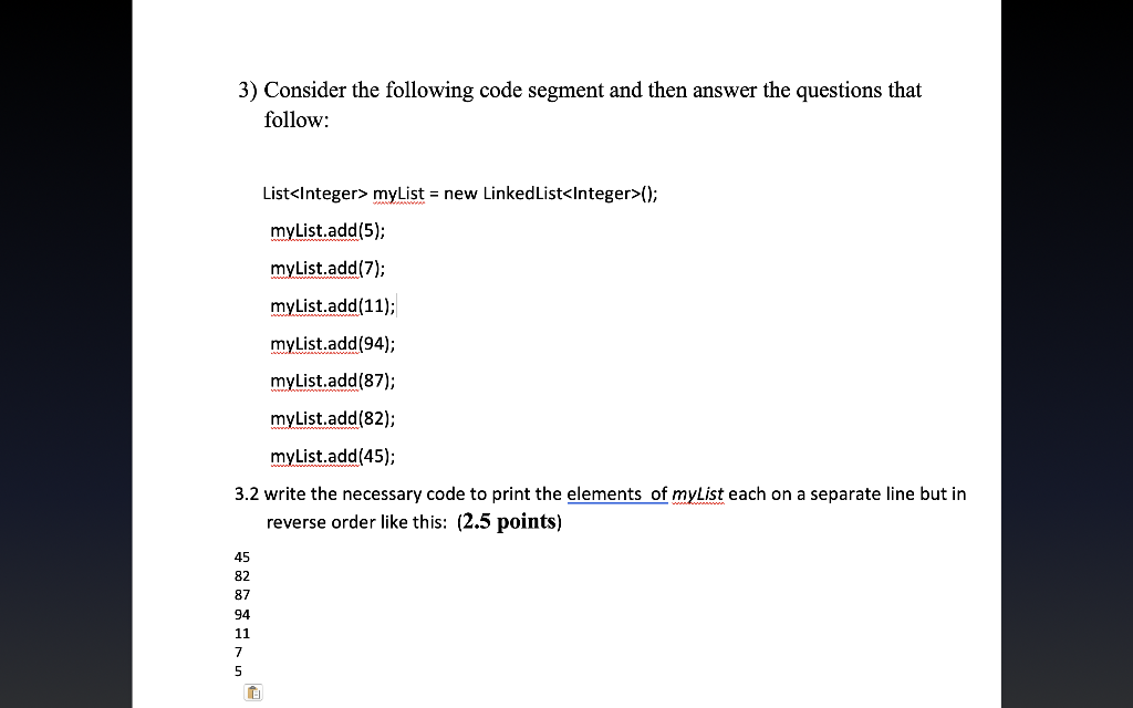 Solved Consider the following code segment and then answer | Chegg.com