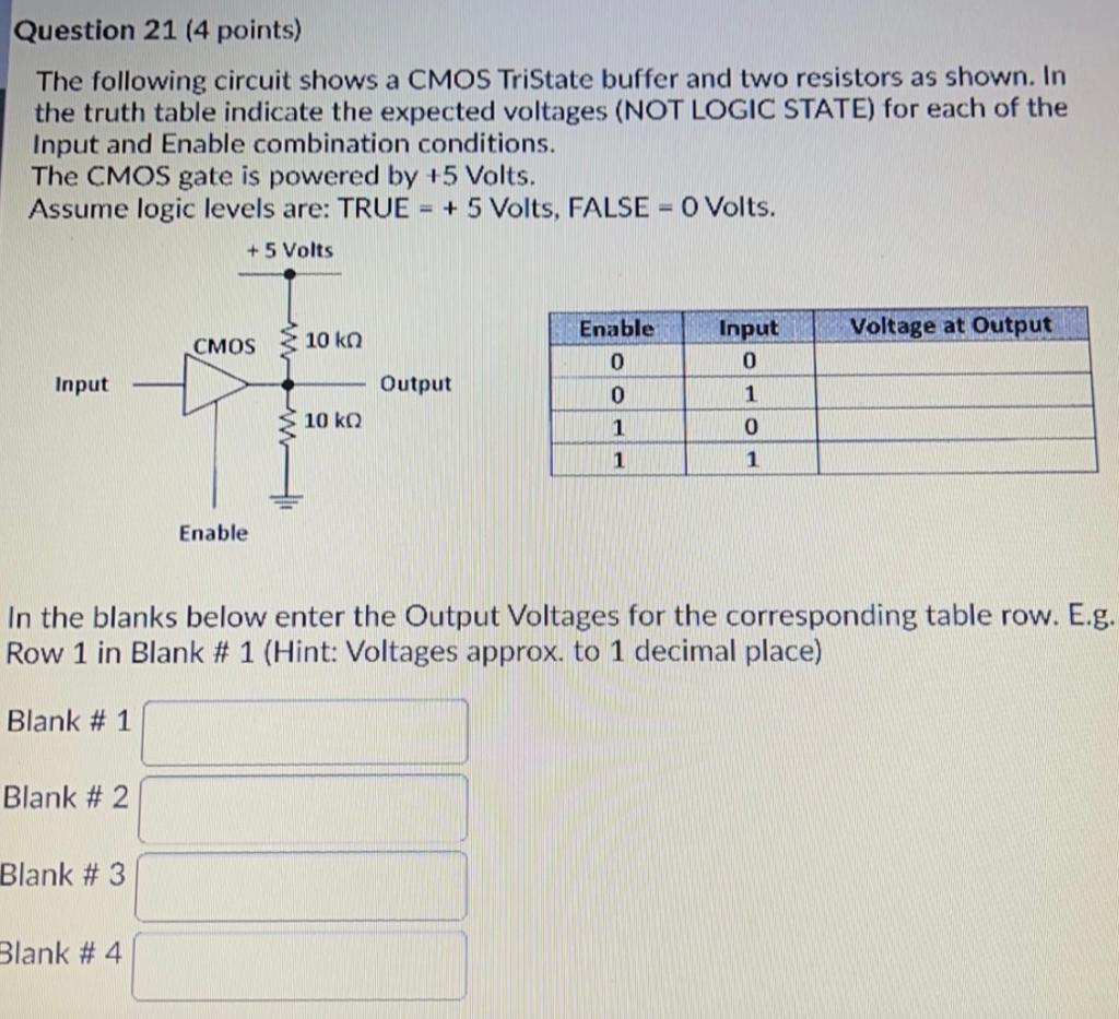 Solved Question 21 (4 points) The following circuit shows a | Chegg.com