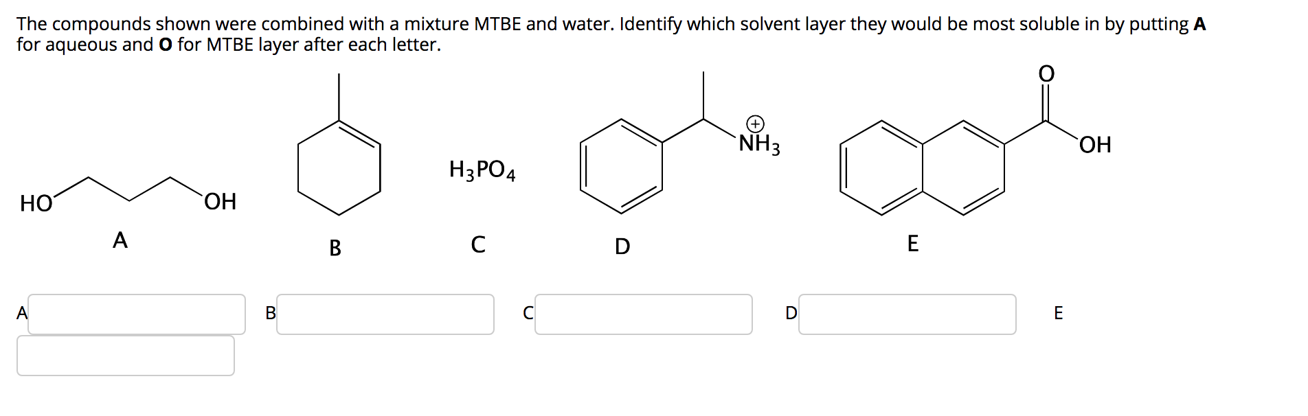 Solved The compounds shown were combined with a mixture MTBE | Chegg.com