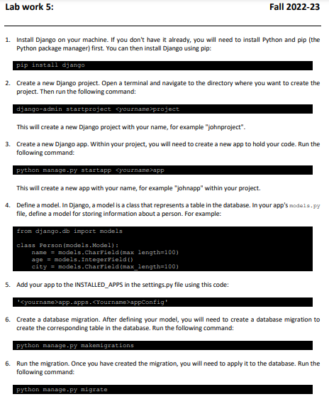 Solved 1 Install Django On Your Machine If You Dont Have