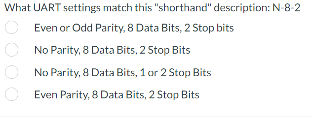Solved What UART settings match this "shorthand" | Chegg.com