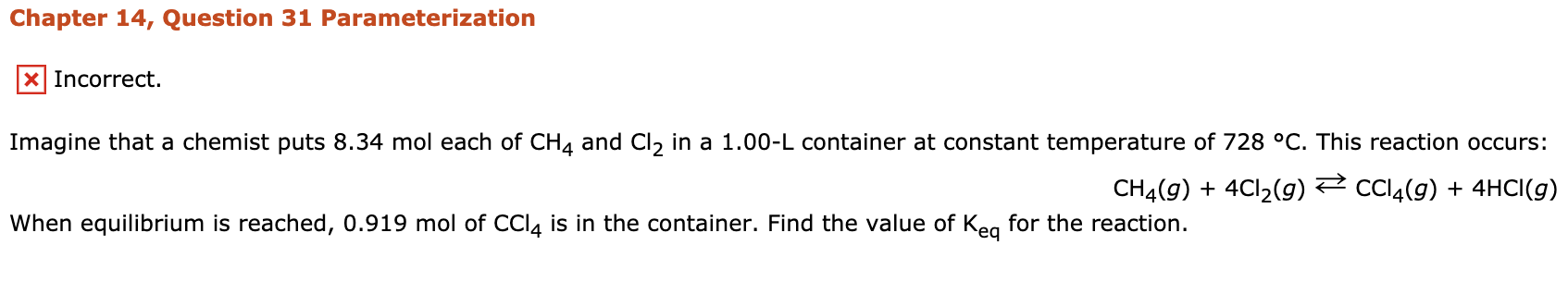 Solved Chapter 14 Question 31 Parameterization Incorrect