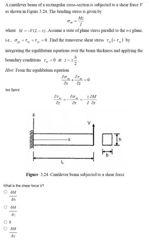 Solved A cantilever beam of a rectangular cross-section is | Chegg.com