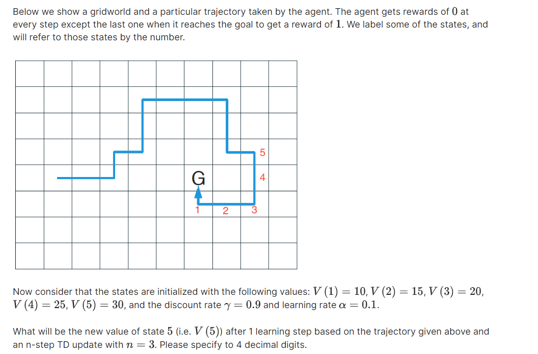 Solved Below we show a gridworld and a particular trajectory | Chegg.com