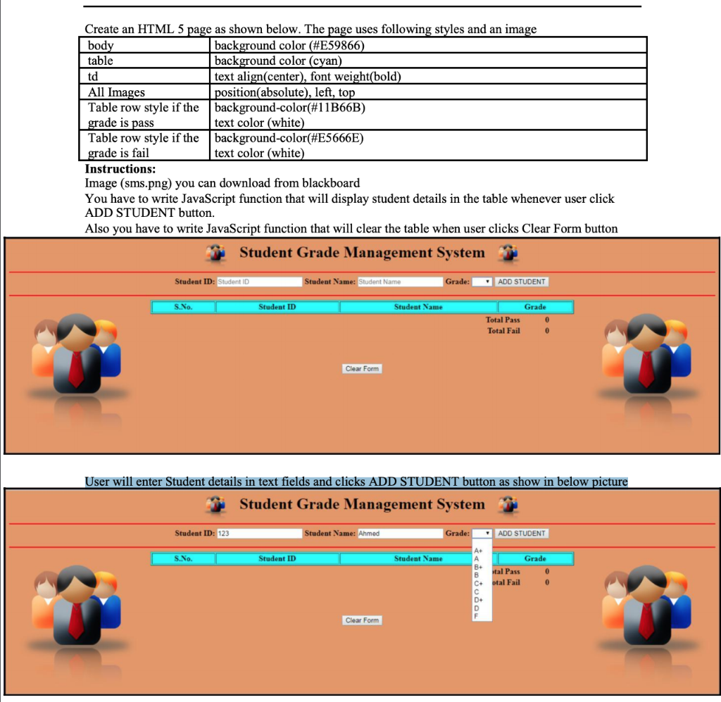 Solved Create an HTML 5 page as shown below. The page uses | Chegg.com