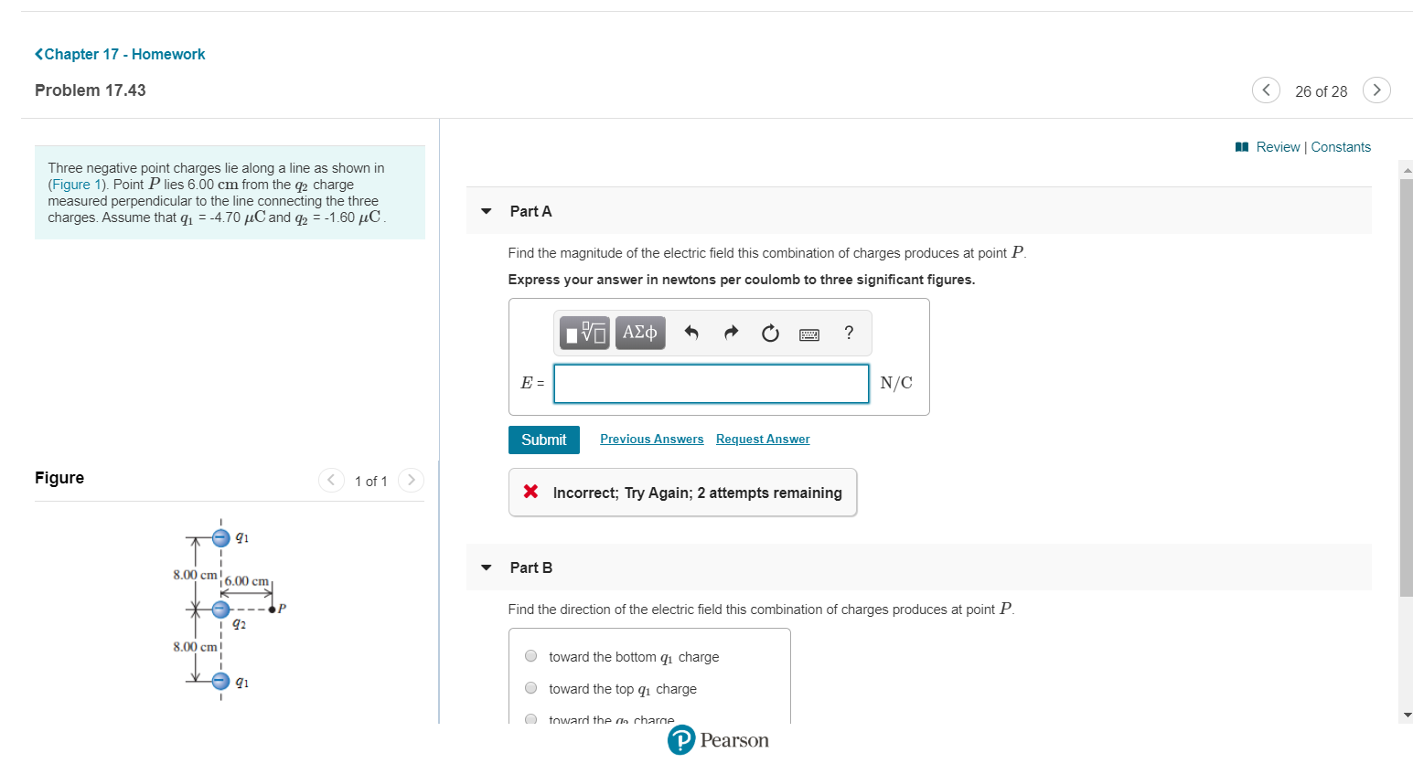 Solved Review Constants Three negative point charges lie | Chegg.com