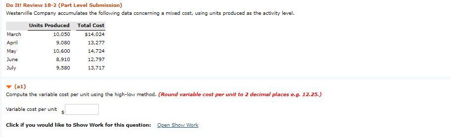Solved Do It! Review 18-2 (Part Level Submission) | Chegg.com