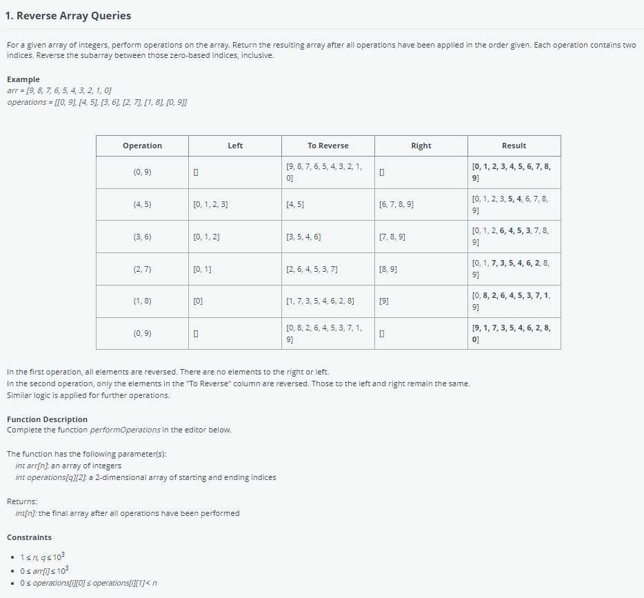 Solved For a given array of integers, perform operations on | Chegg.com