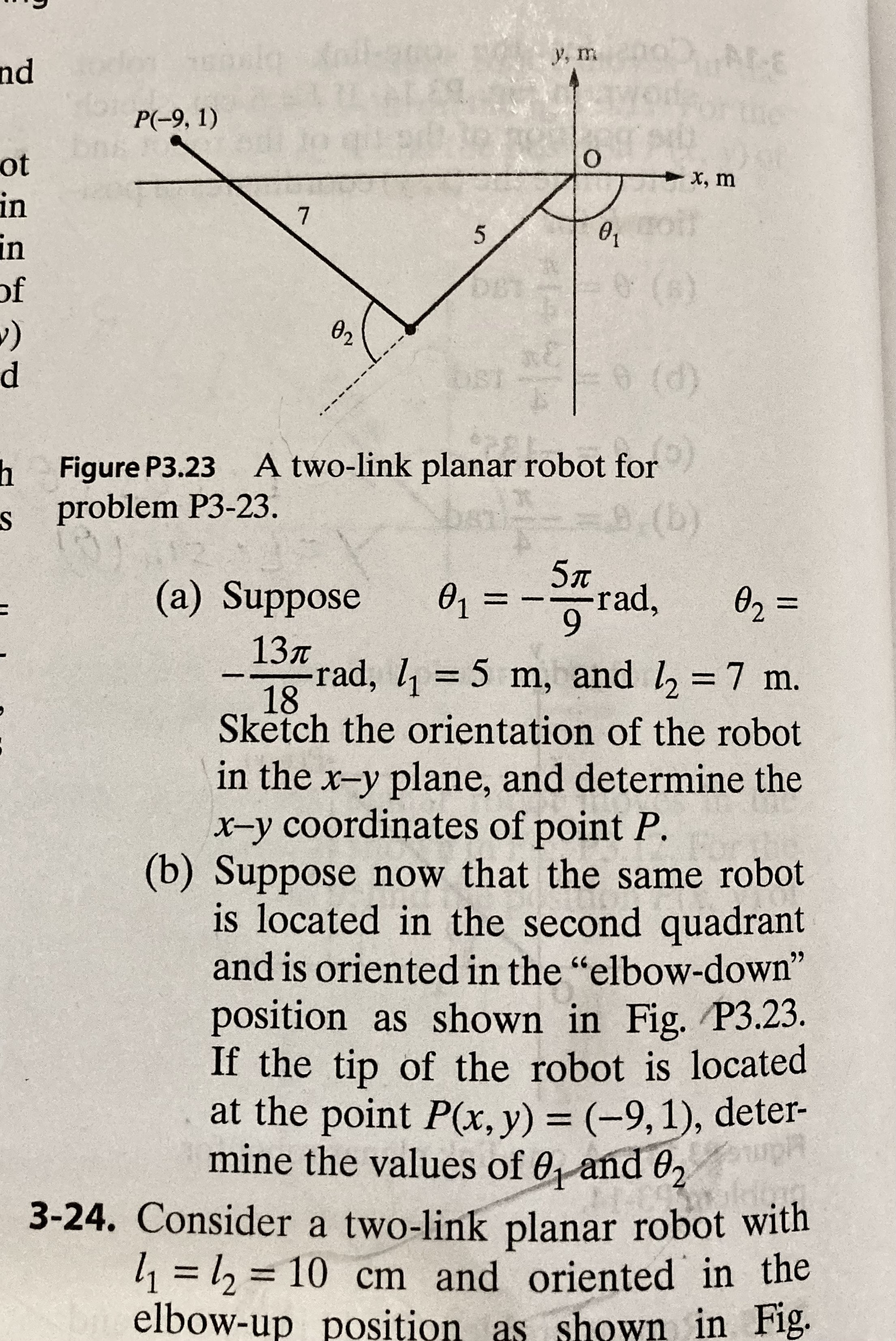 Solved 3-23. Consider a two-link planar robot, with positive | Chegg.com