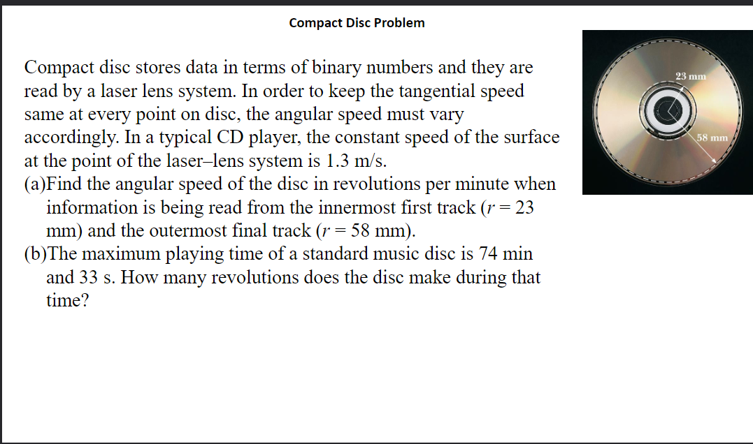 Solved Compact disc stores data in terms of binary numbers | Chegg.com