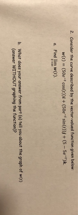 Solved 2. Consider the curve described by the vector-valued | Chegg.com