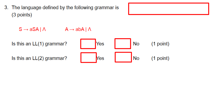 Solved The language defined by the following grammar is (3 | Chegg.com