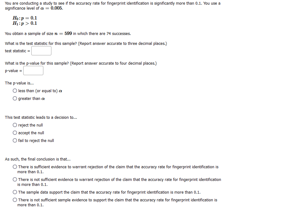Solved You are conducting a study to see if the accuracy | Chegg.com