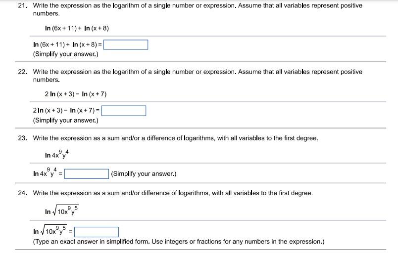 Solved 21. Write the expression as the logarithm of a single | Chegg.com