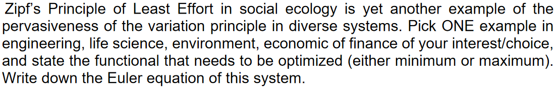 Solved Zipf's Principle of Least Effort in social ecology | Chegg.com