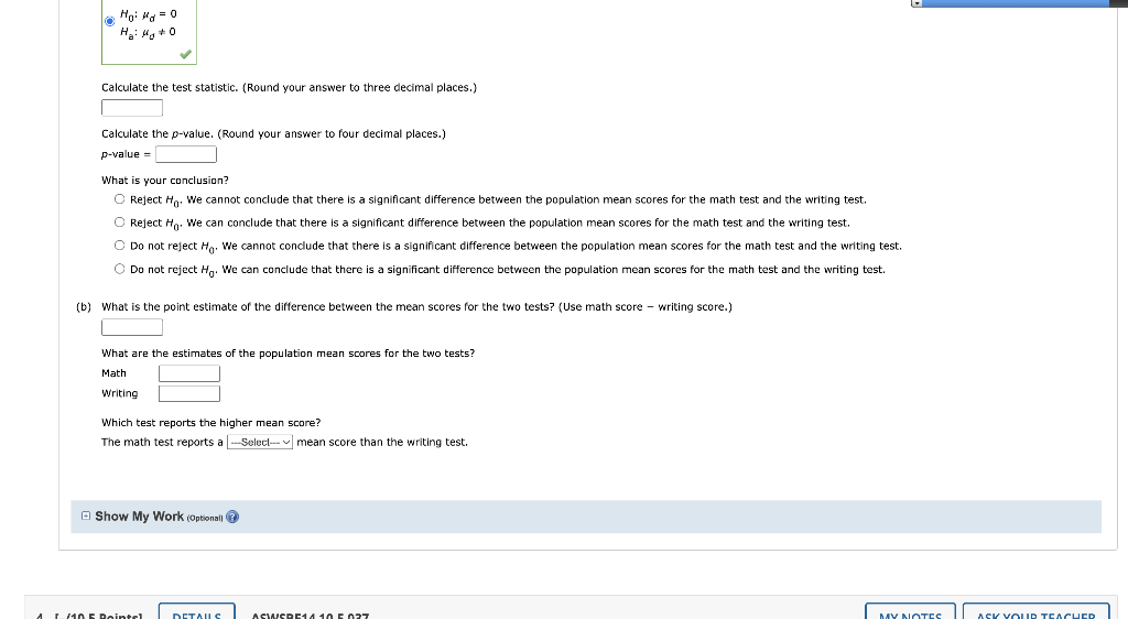 Solved Formulate The Hypotheses 8367