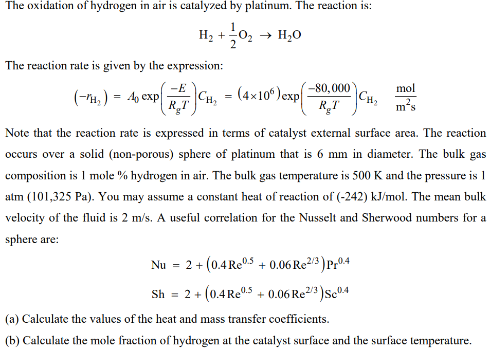 Solved The oxidation of hydrogen in air is catalyzed by | Chegg.com