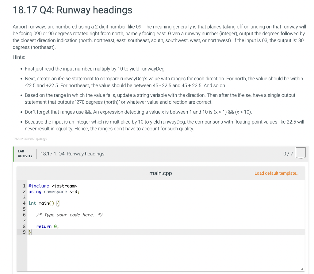 Solved 18.17 Q4: Runway headings Airport runways are | Chegg.com