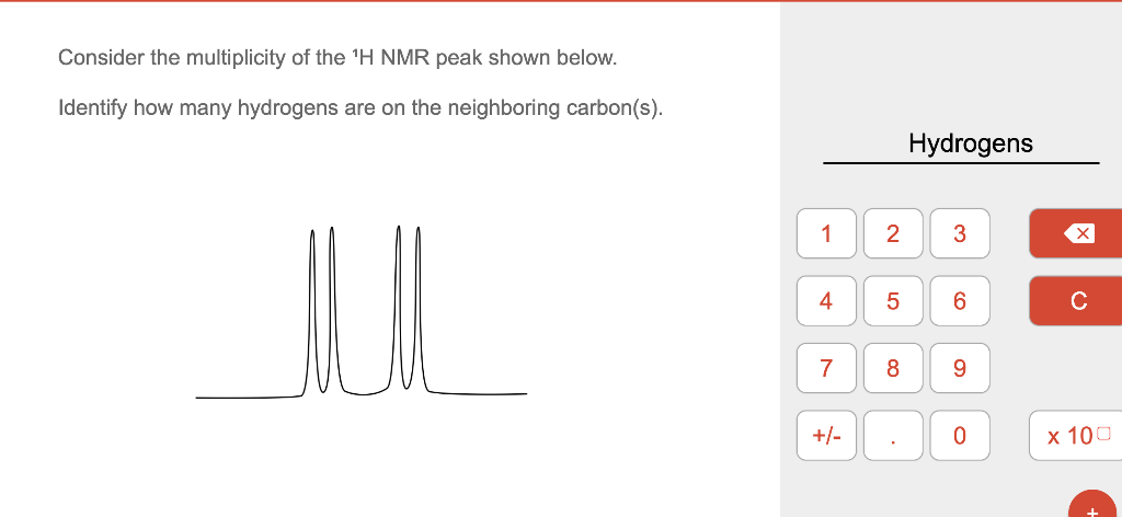 Solved Consider the multiplicity of the 1H NMR peak shown | Chegg.com