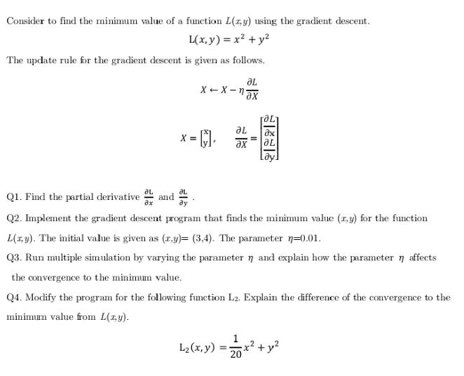 Solved Consider to find the minimum value of a function | Chegg.com