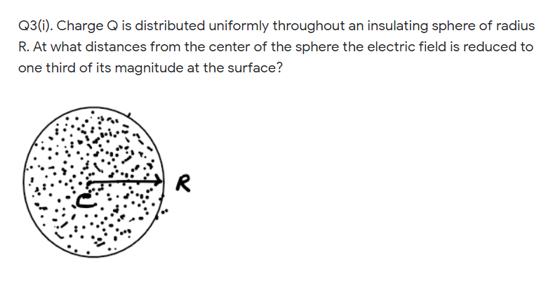 Solved Q3(i). Charge Q is distributed uniformly throughout | Chegg.com