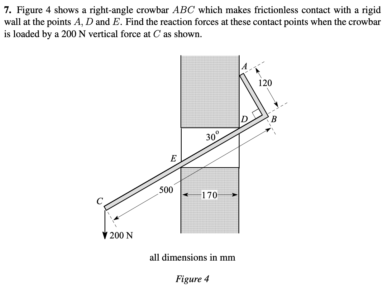 Solved 7. Figure 4 shows a right-angle crowbar ABC which | Chegg.com