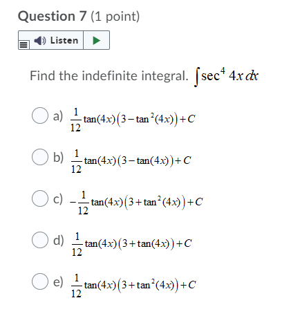 Solved Find the indefinite integral. sec^44xdx 8) Find the | Chegg.com