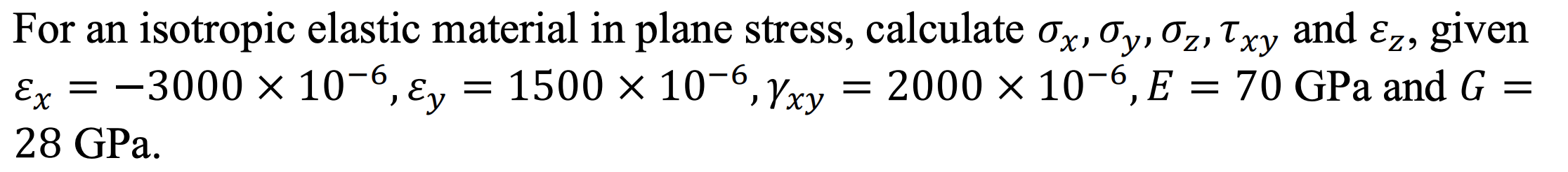 Solved For an isotropic elastic material in plane stress, | Chegg.com