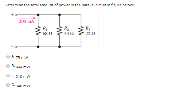 Solved Determine the total amount of power in the parallel | Chegg.com