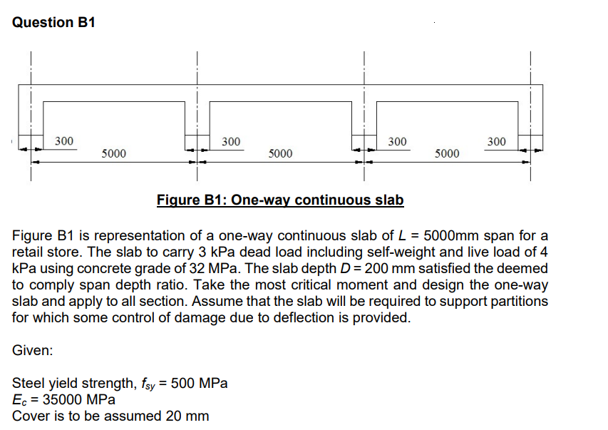 Solved Question B1 Figure B1: One-way continuous slab Figure | Chegg.com