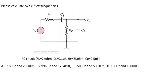 Solved Please calculate two cut off frequencies RSCS RC | Chegg.com